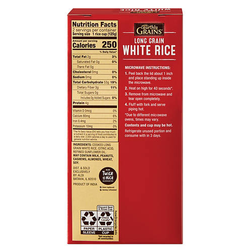 Earthly Grains Long Grain White Rice Cups, 8.8 oz